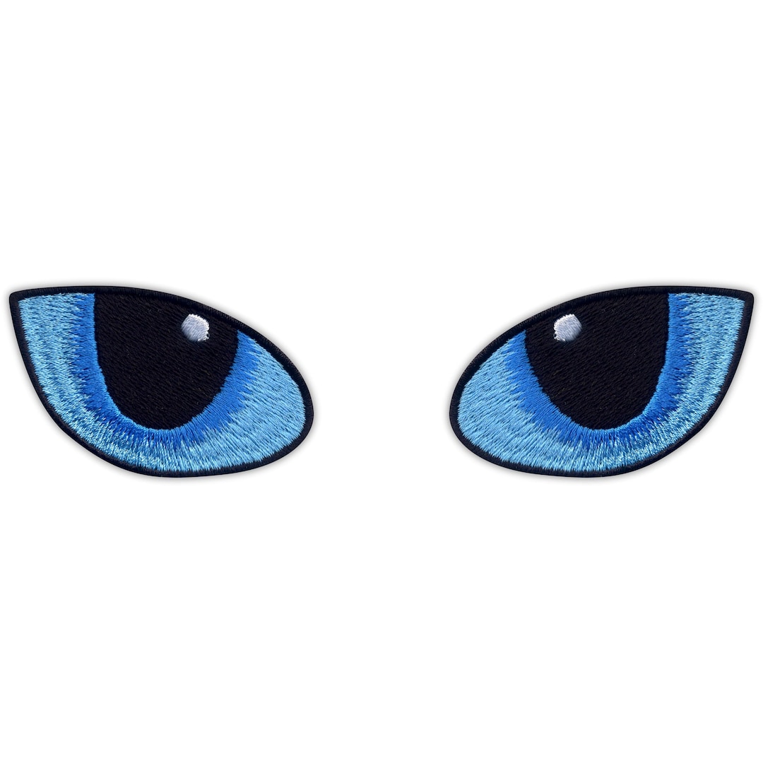 Cat Eyes BLUE - at Night BIG - Embroidered Patch / Badge, Iron On, Sew ...