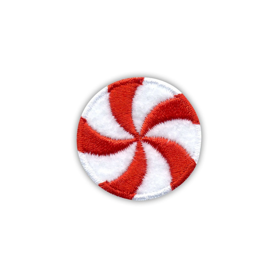 Peppermint Candy White and Red Embroidered Patch / Badge Patchion ...