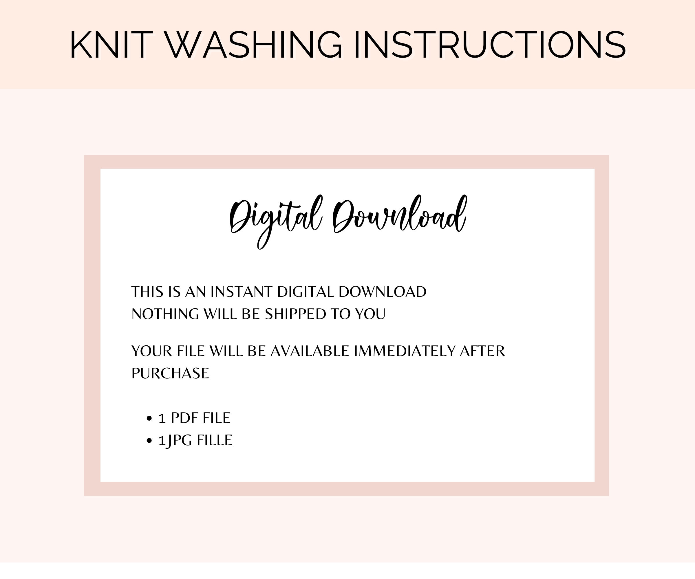 Printable Washing Instructions, Knit Care Tags, Fiber Care Card ...