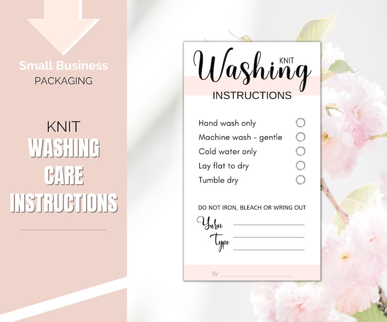 Printable Washing Instructions, Knit Care Tags, Fiber Care Card ...