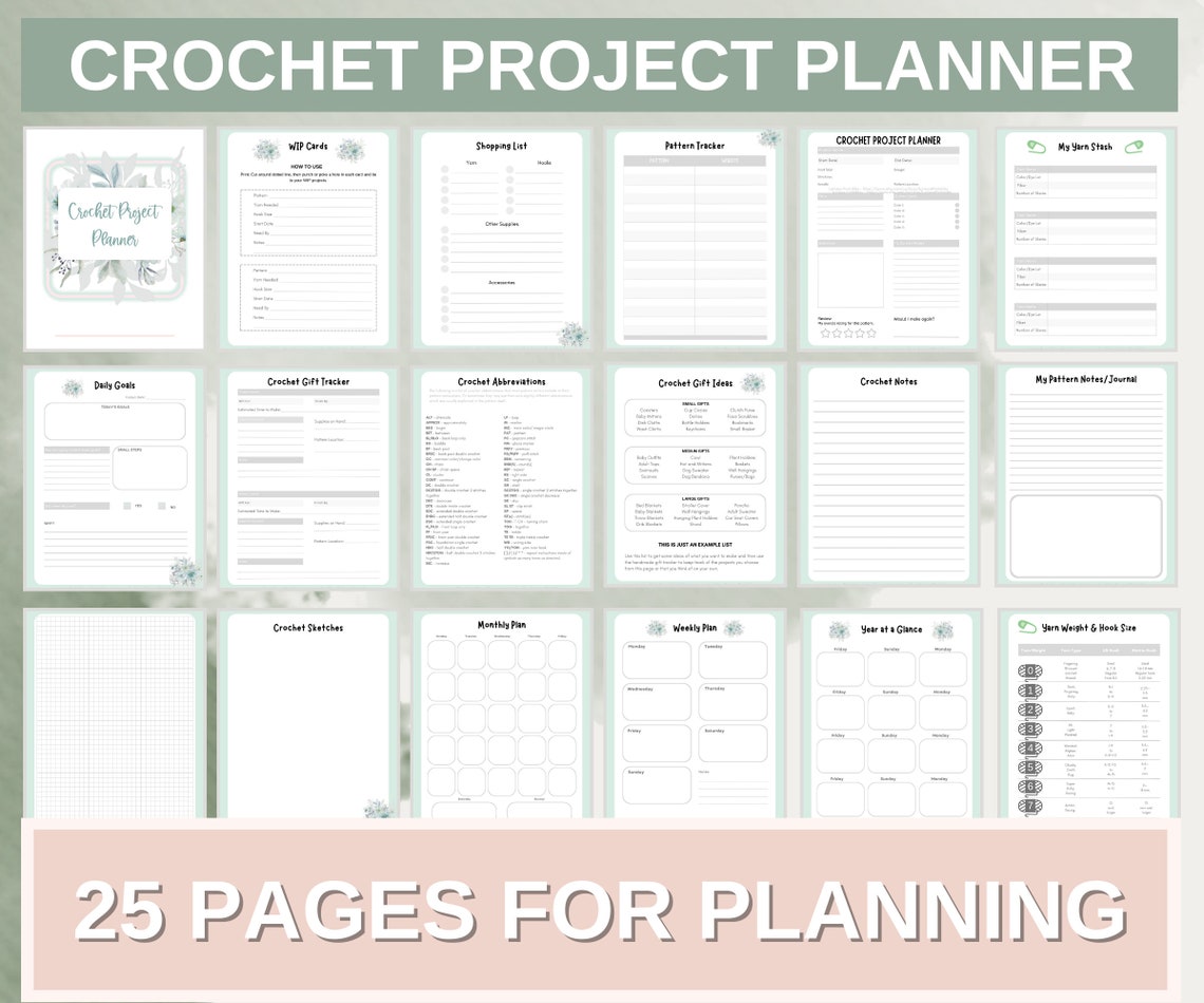 Printable Crochet Project Planner, Crochet Journal, Pattern Notes, Gift ...