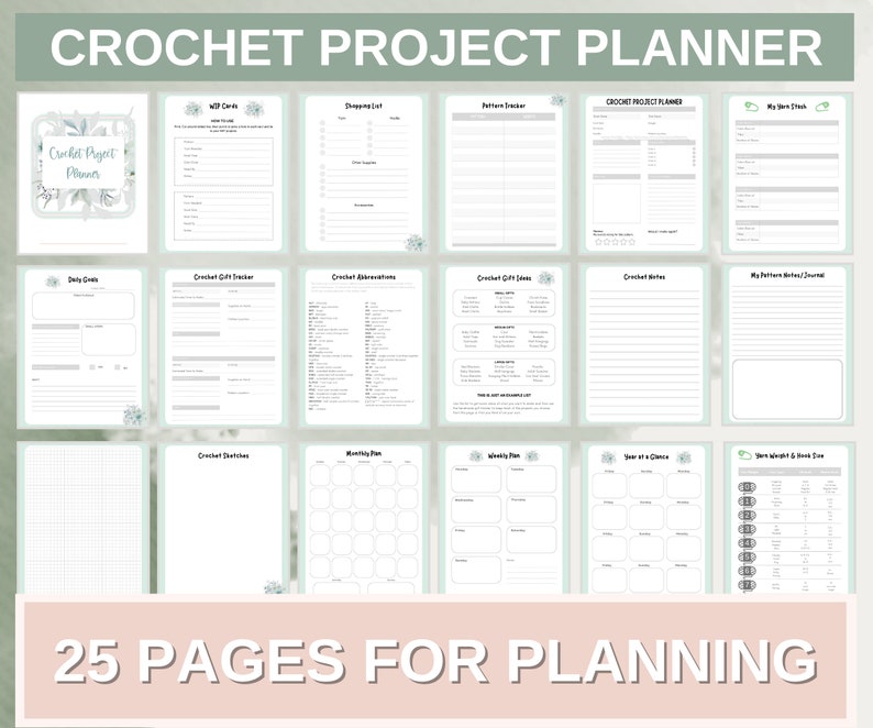 Printable Crochet Project Planner, Crochet Journal, Pattern Notes, Gift ...