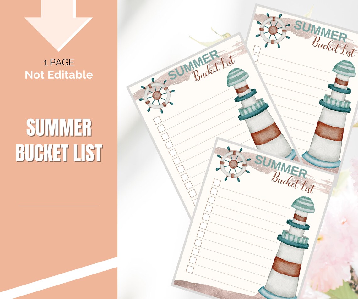 Summer Bucket List Printable Life Goals Planner, Goal Setting, Summer ...