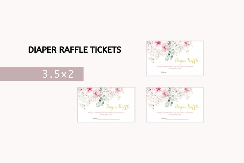 Printable Pink Floral Themed Diaper Raffle Sign and Diaper Raffle ...