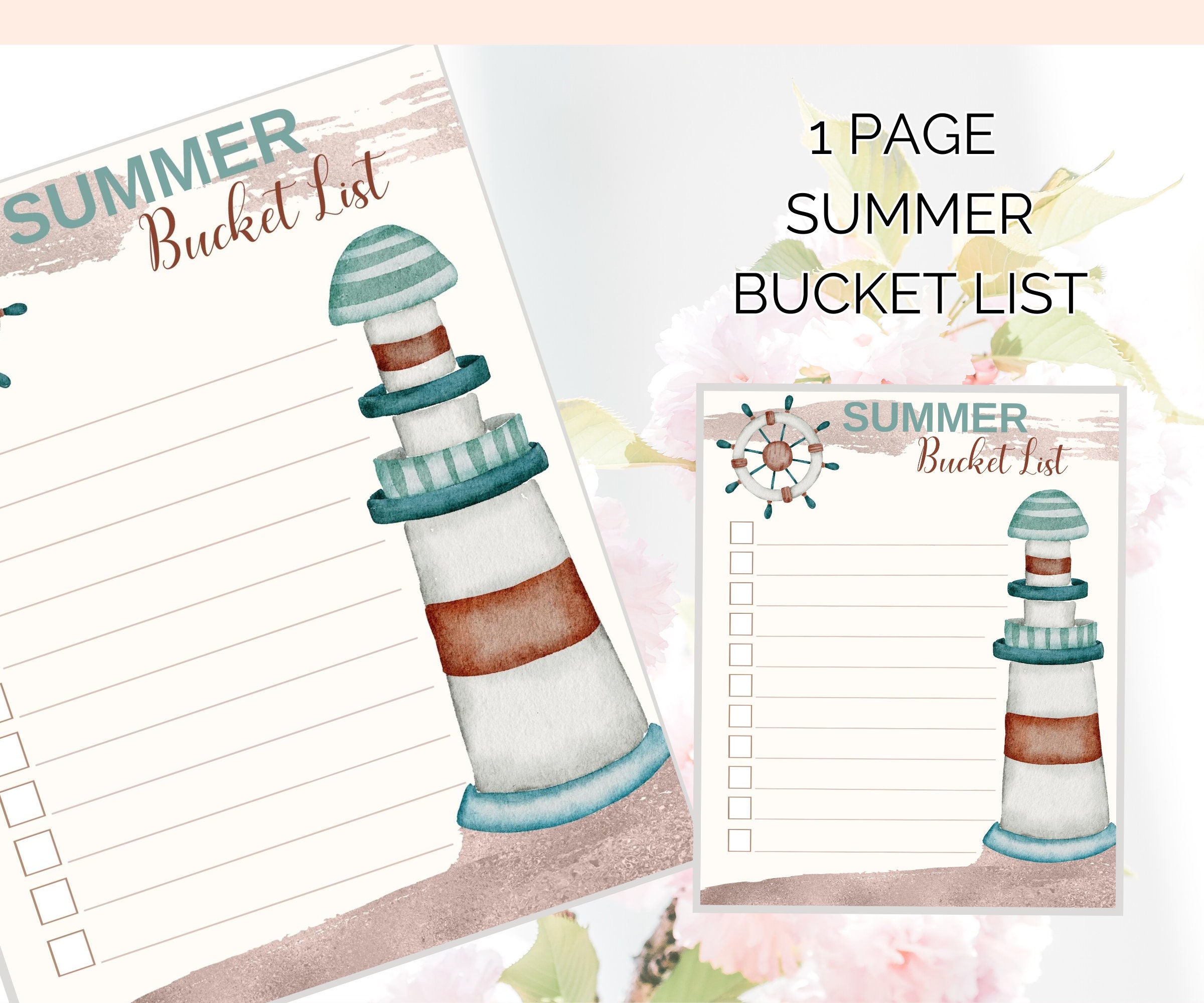 Summer Bucket List Printable Life Goals Planner, Goal Setting, Summer ...