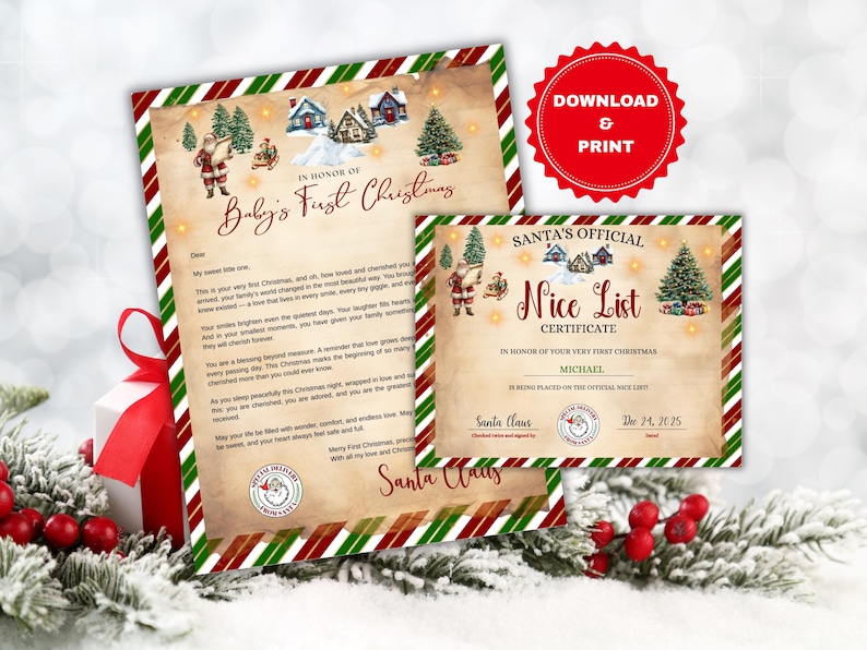 Personalized Baby's First Christmas Letter From Santa, Nice List ...
