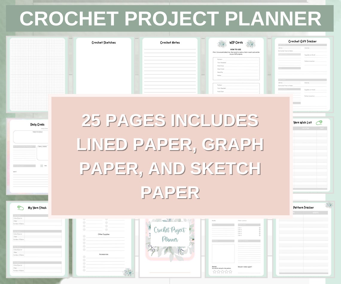 Printable Crochet Project Planner, Crochet Journal, Pattern Notes, Gift ...
