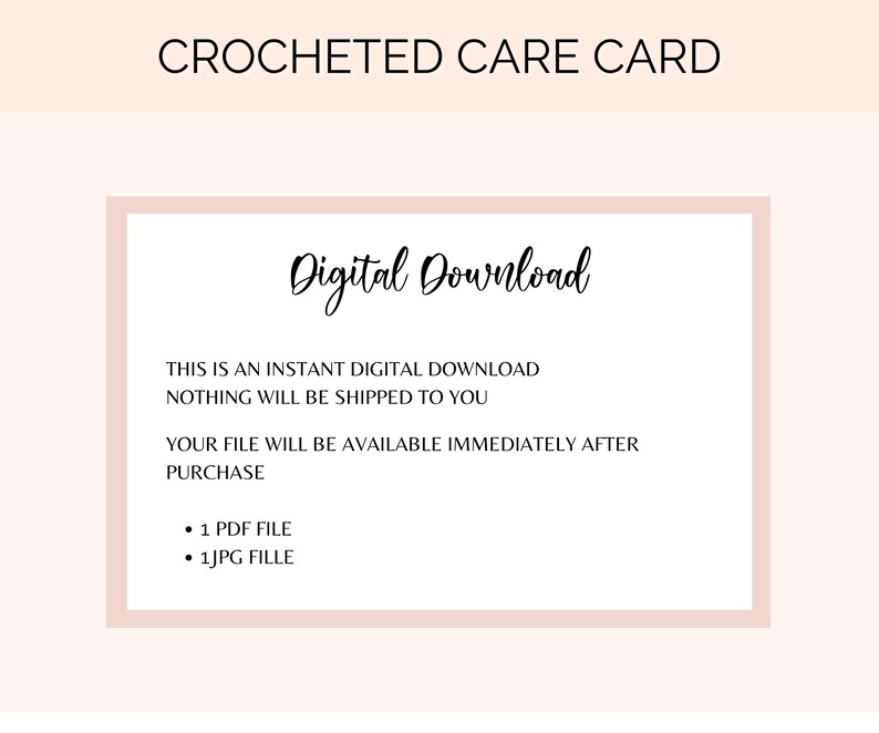 Printable Crochet Care Card Hang Tags, Crochet Care Cards Washing ...