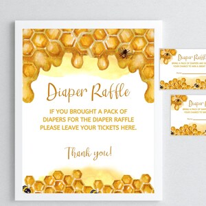 Printable Bee Diaper Raffle Sign and Ticket, Diaper Raffle Card, Gender ...