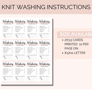 Printable Washing Instructions, Knit Care Tags, Fiber Care Card ...