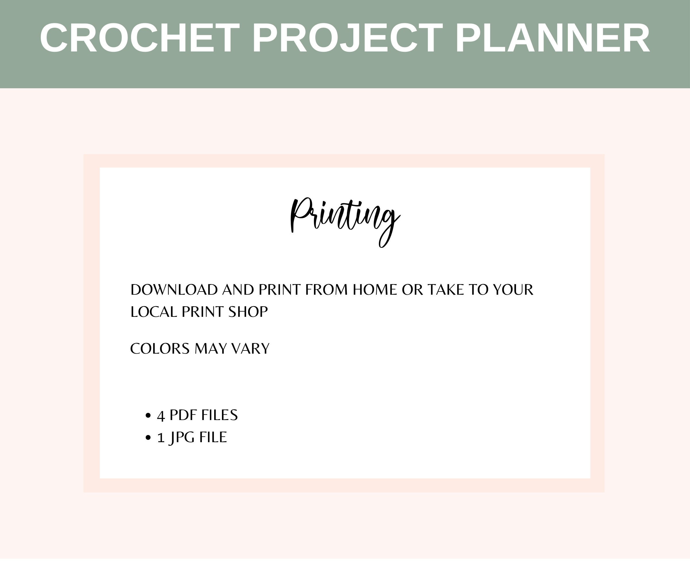 Printable Crochet Project Planner, Crochet Journal, Pattern Notes, Gift ...