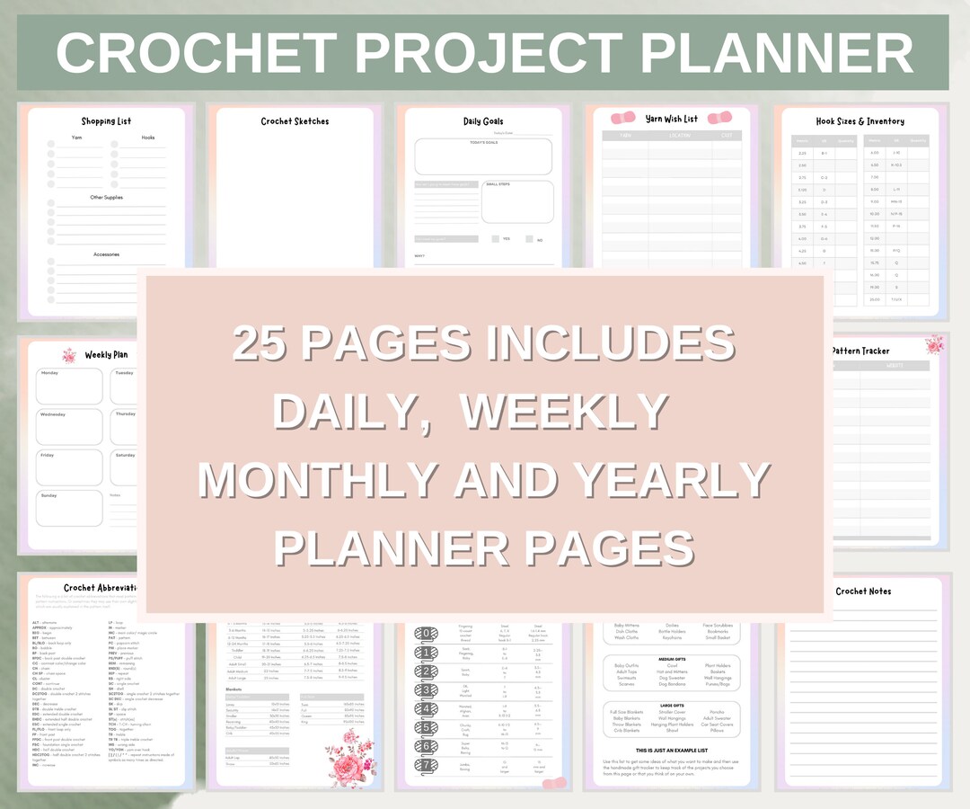 Printable Crochet Planner, Crochet Project Journal, Pattern Notes, Gift ...
