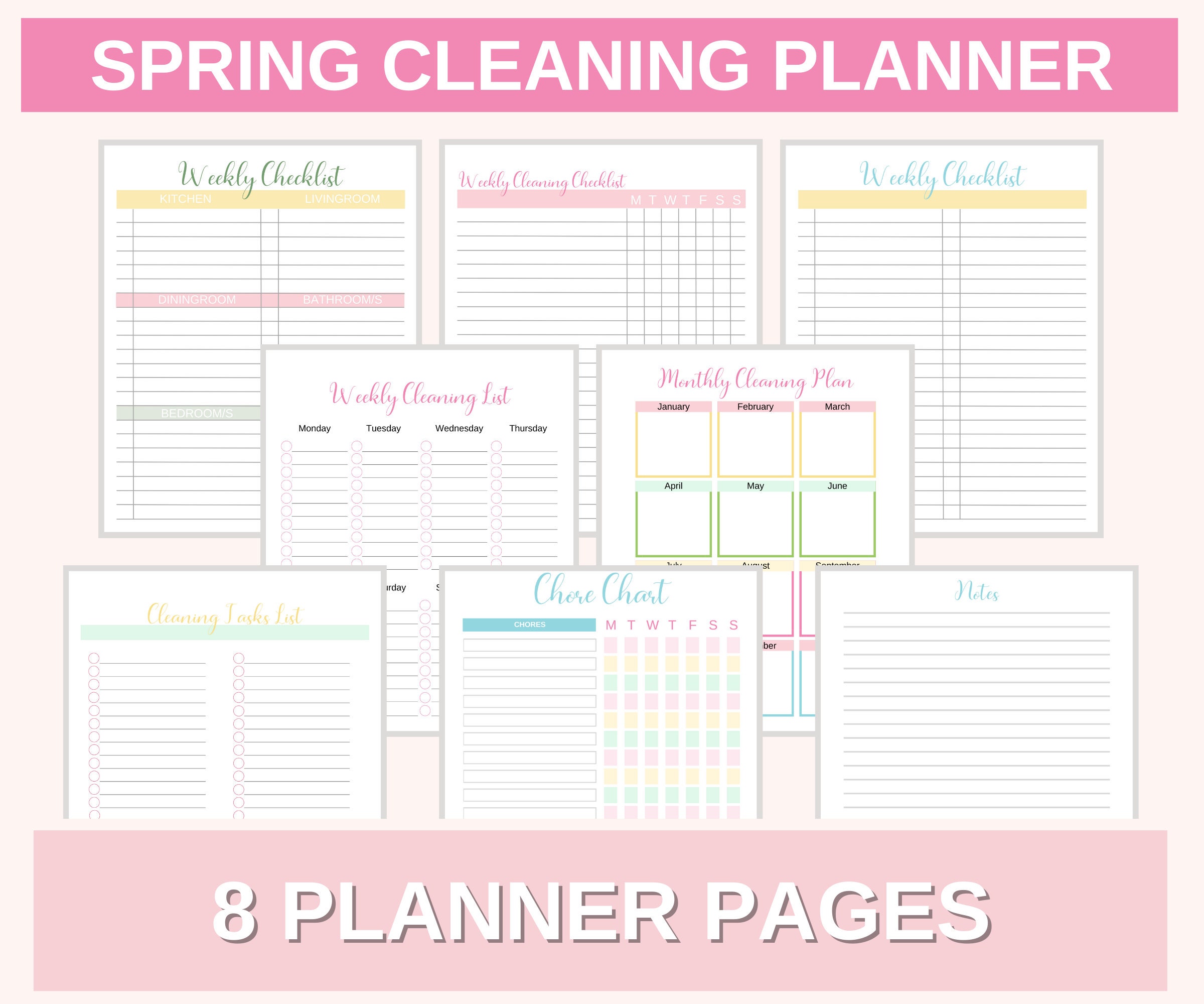 Weekly Cleaning Printable, Spring Cleaning Schedule, House Cleaning ...