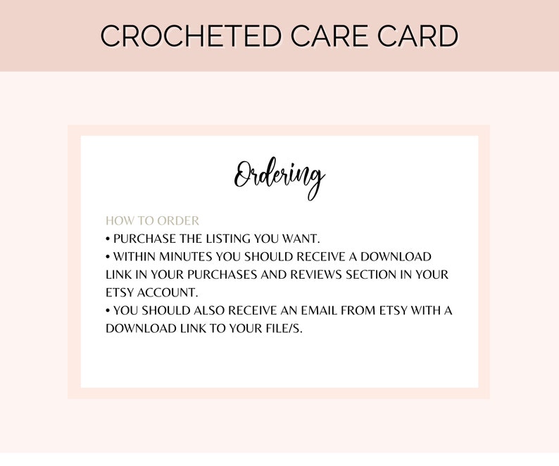 Printable Crochet Care Cards Washing Instructions, Handmade With Love ...
