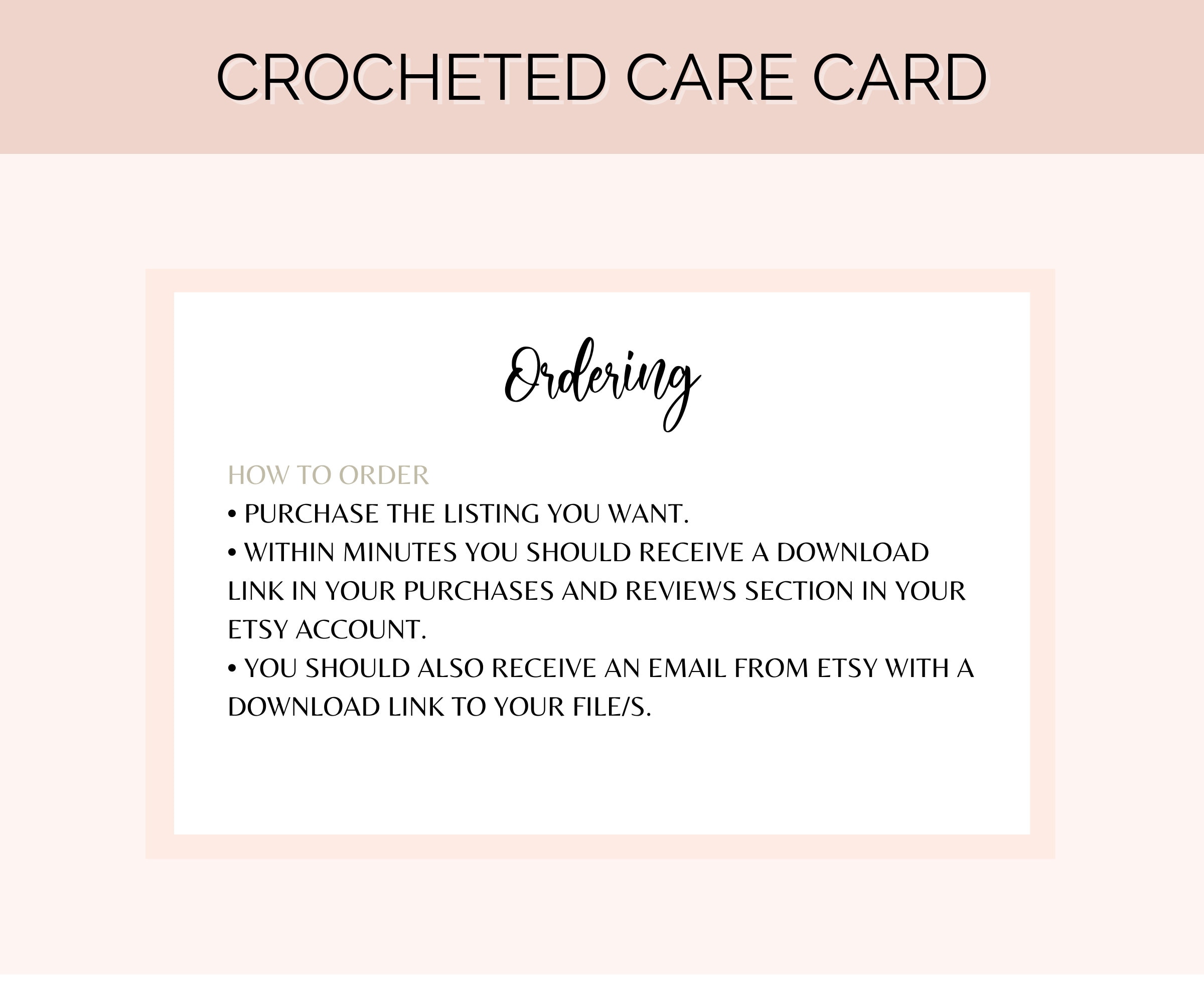 Printable Crochet Care Cards Washing Instructions, Handmade With Love ...