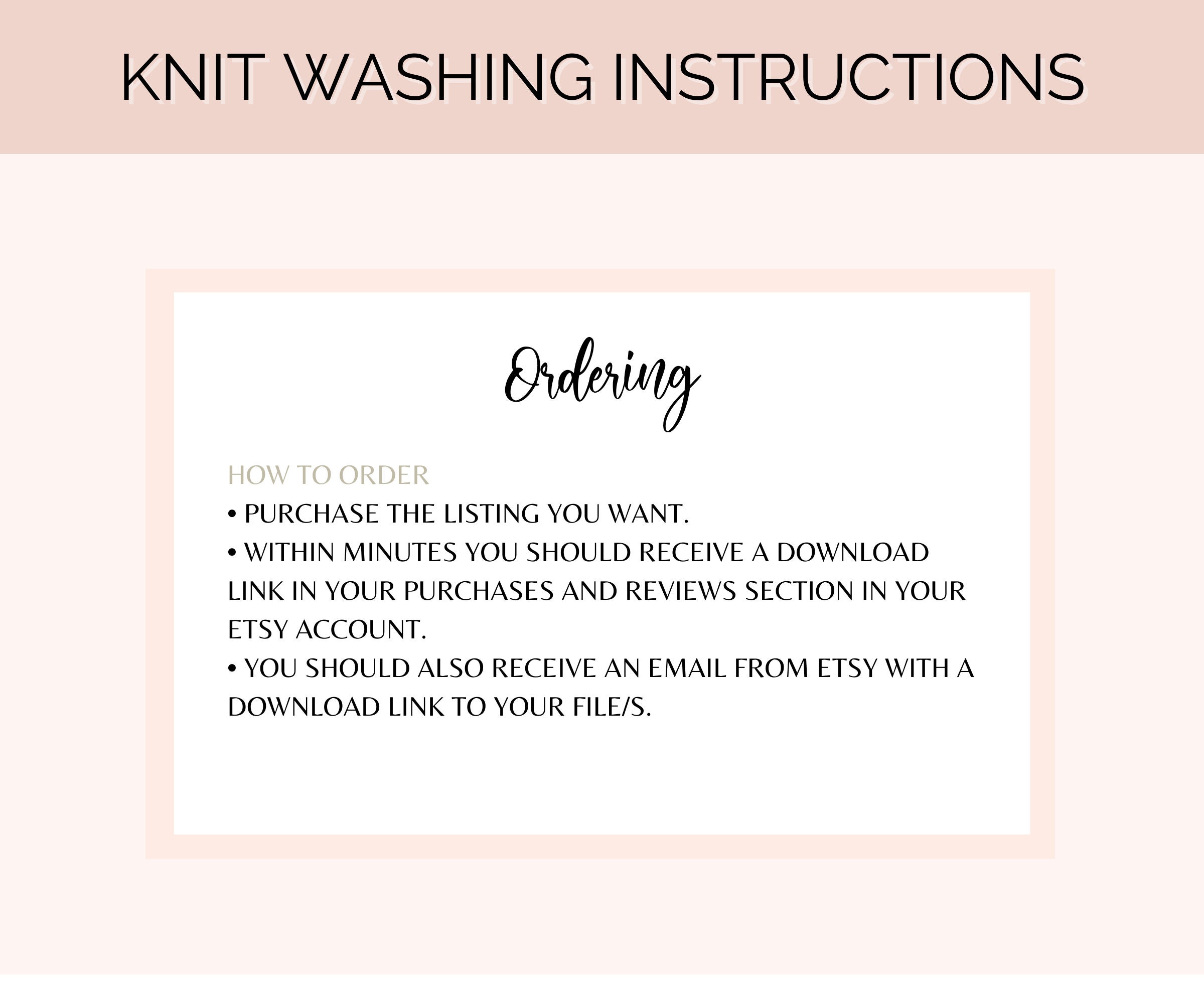 Printable Washing Instructions, Knit Care Tags, Fiber Care Card ...