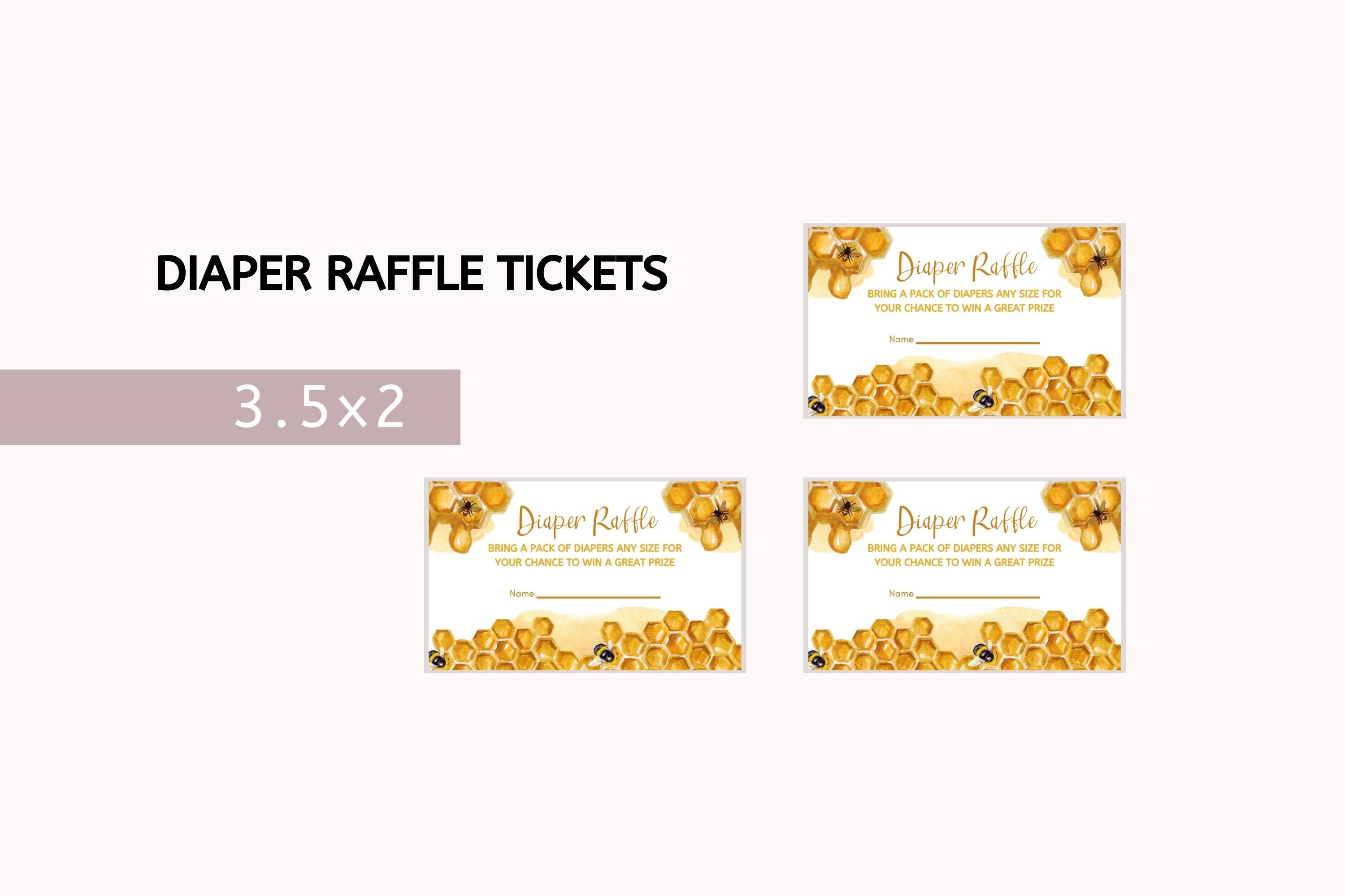 Printable Bee Diaper Raffle Sign and Ticket, Diaper Raffle Card, Gender ...