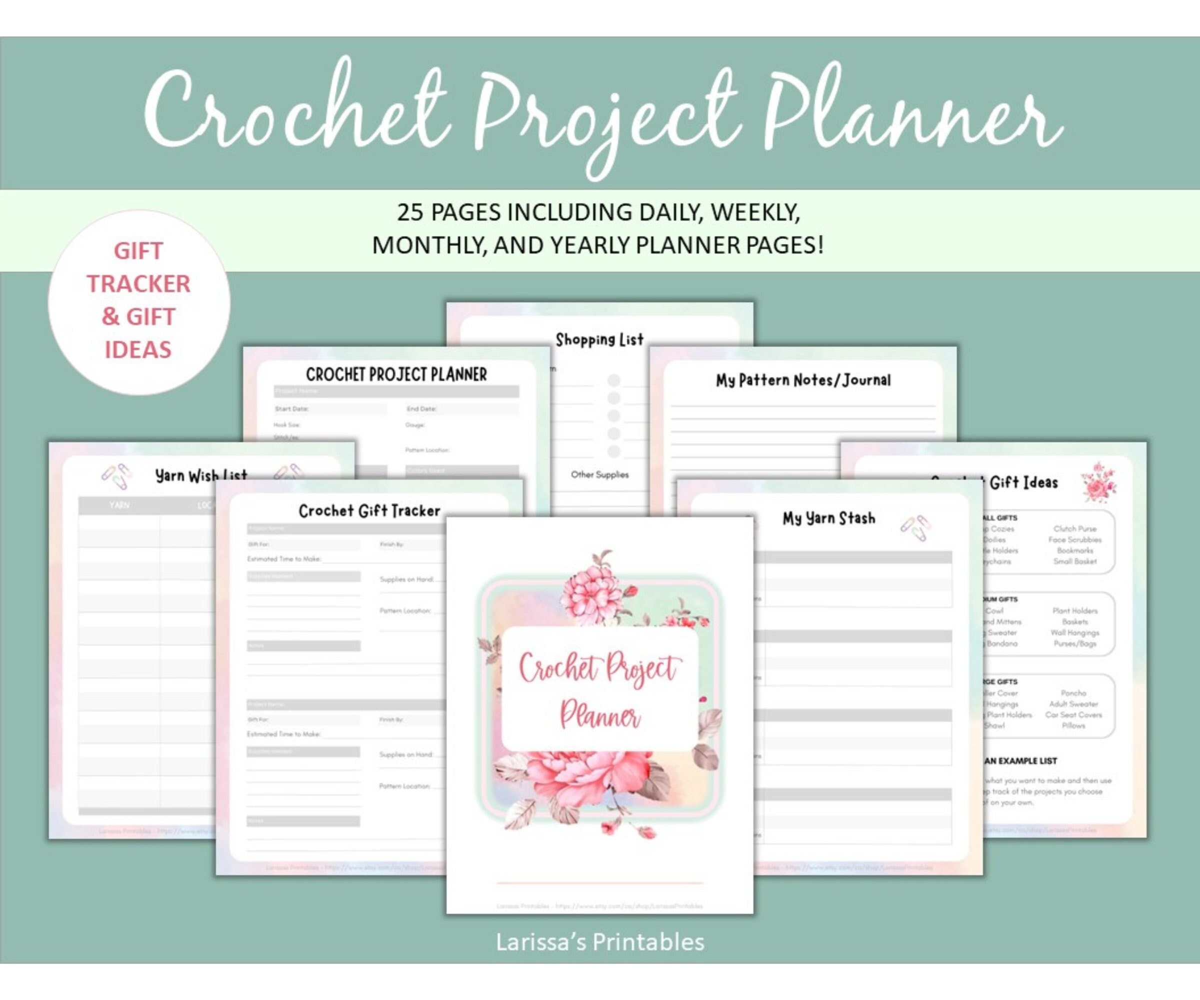Printable Crochet Project Planner, Crochet Journal, Pattern Notes, Gift ...