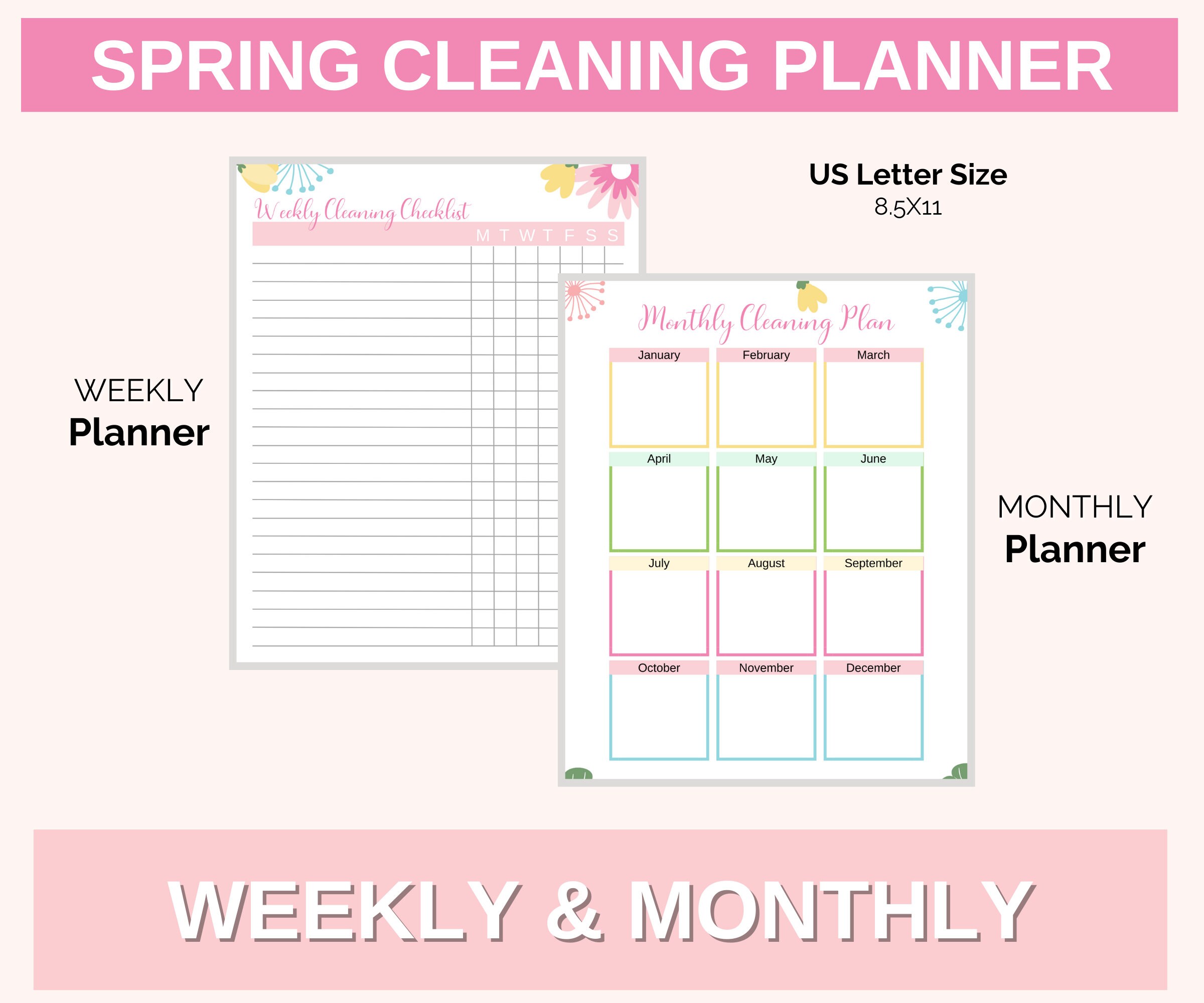 Spring Cleaning Schedule, Weekly Cleaning Printable, Household Chores ...