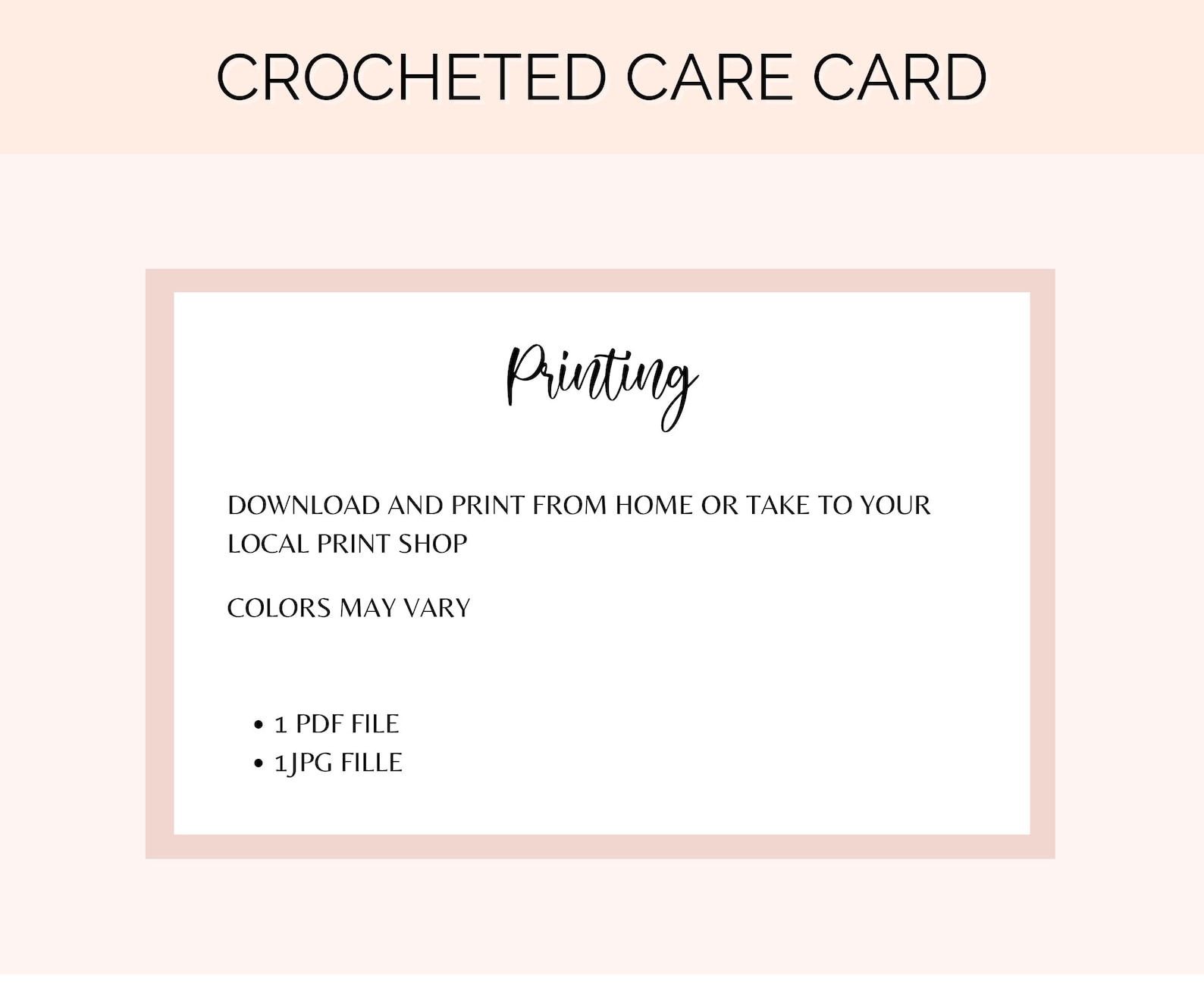 Printable Crochet Care Cards Washing Instructions, Handmade With Love ...