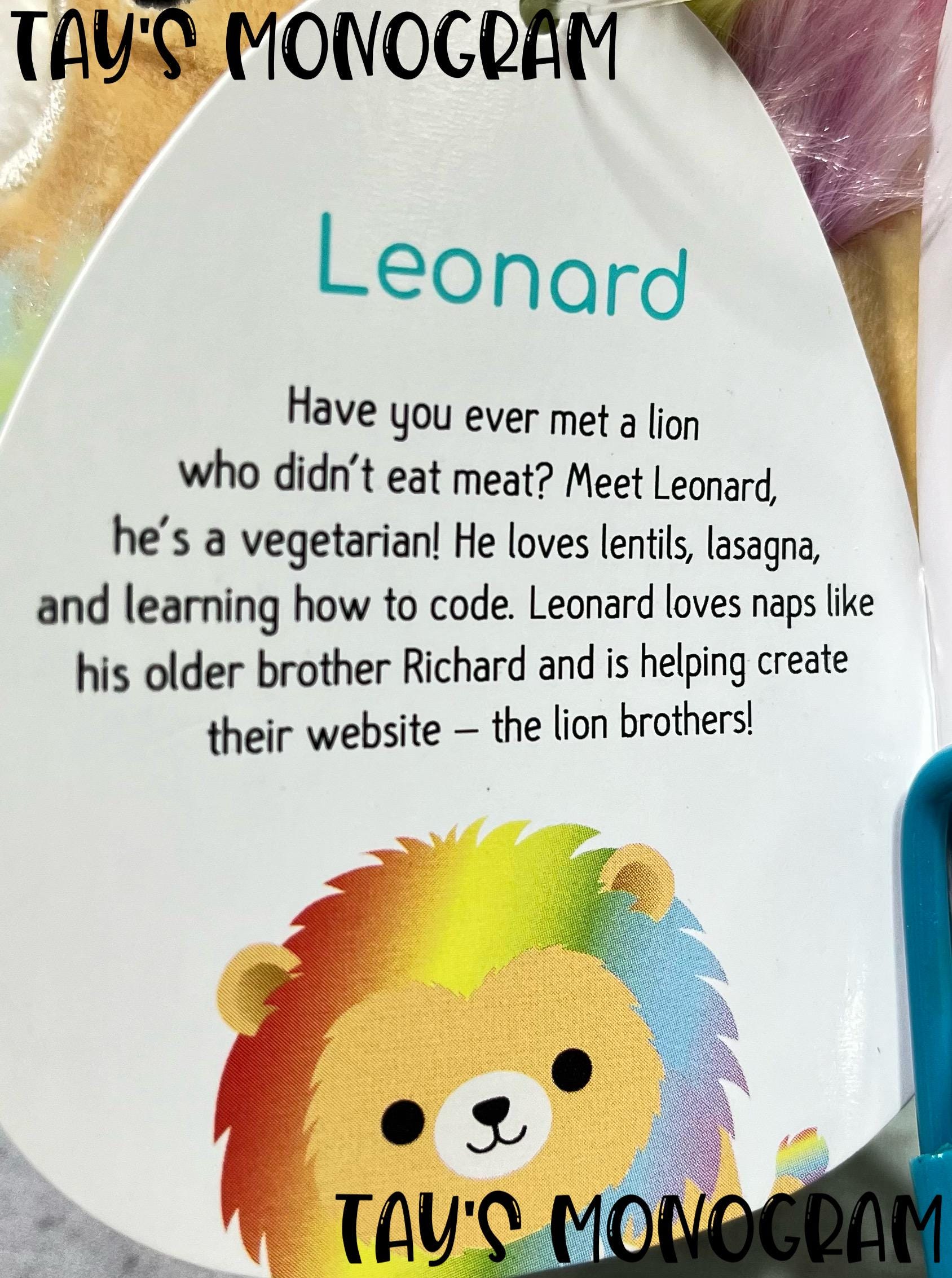 Squishmallow | Leonard the Lion Plushie | Personalization | With Hearts ...