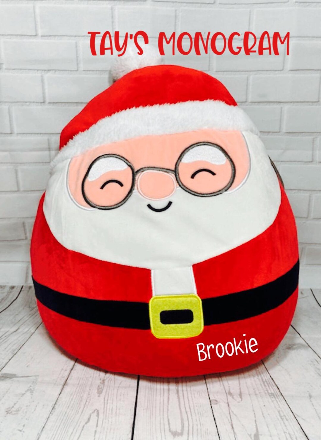 Personalized Santa Squishmallow Plush: Vinyl Monogram Gift - Etsy