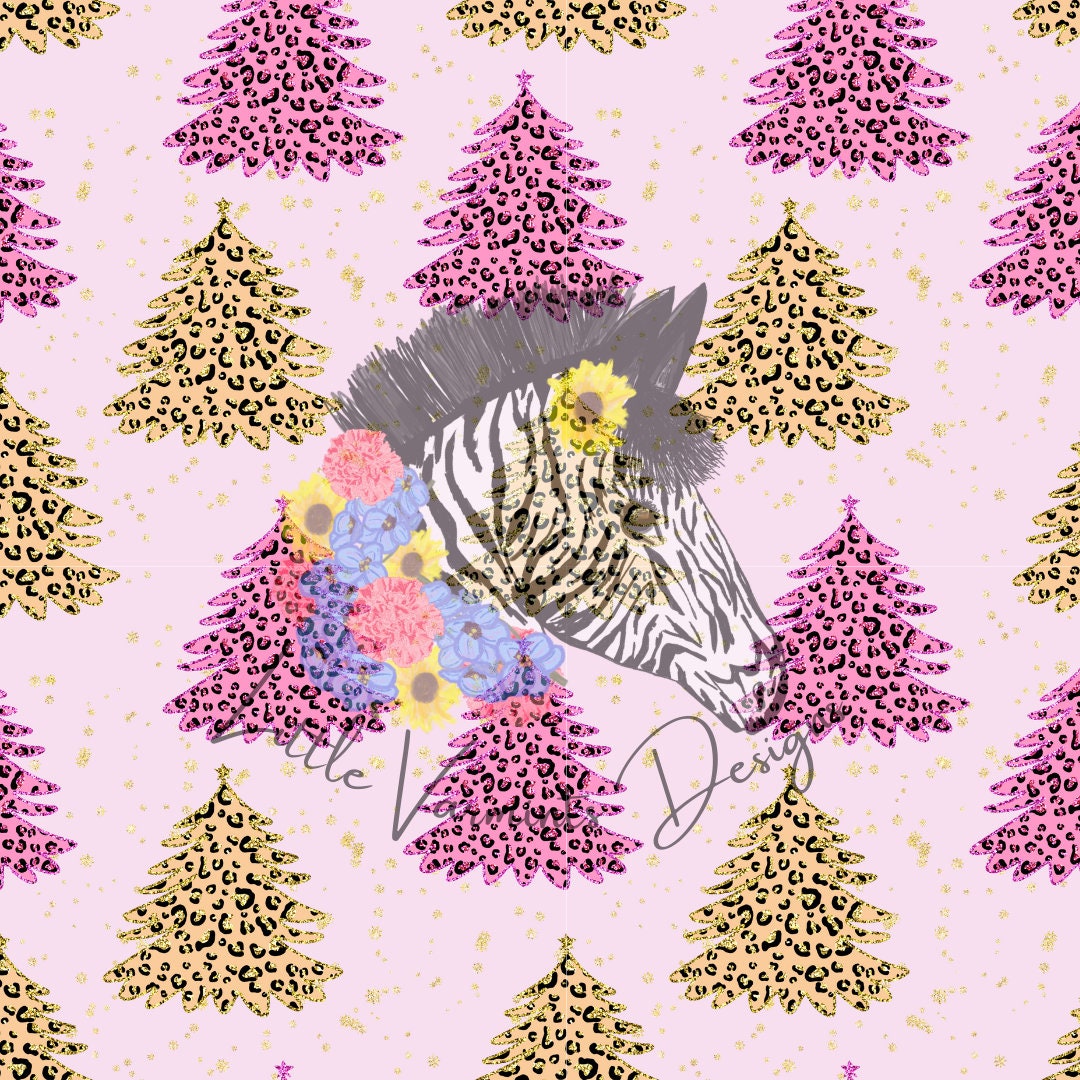 Girly Pink Glitter Cheetah Christmas Trees Seamless - Etsy