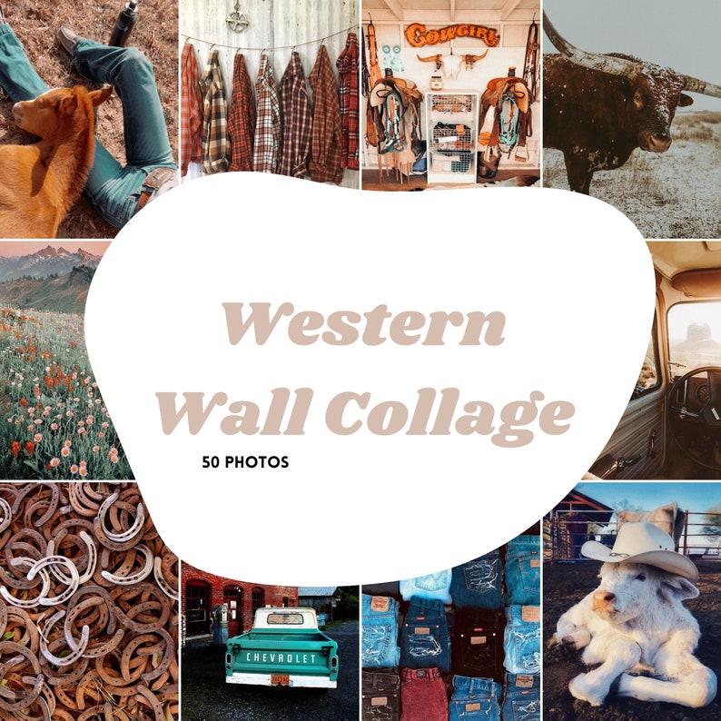 Western Wall Collage Western Wall Art Cowboy Prints Cowgirl - Etsy