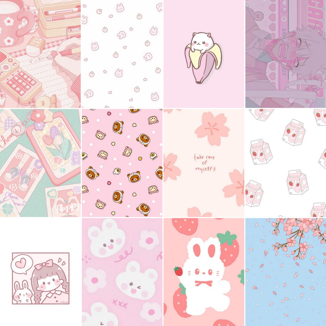 Kawaii Wall Collage Prints Cute Collage Kit Cute Bedroom - Etsy
