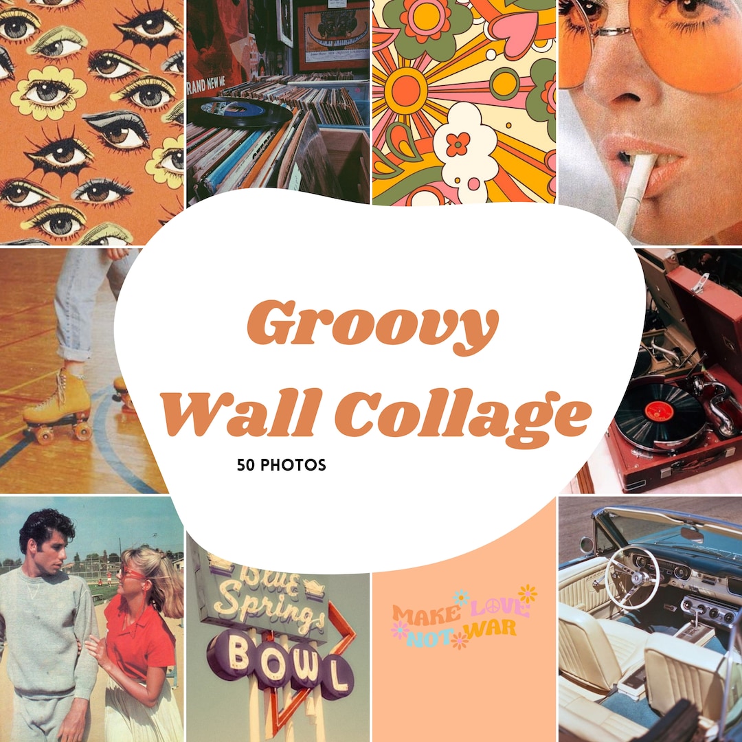 Groovy Wall Collage Prints, Seventies Wall Collage Kit, Teen Bedroom ...
