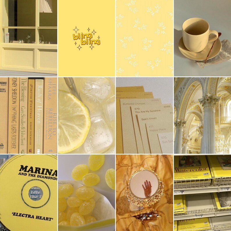 Yellow Wall Collage Prints Wall Collage Kit Teen Bedroom - Etsy