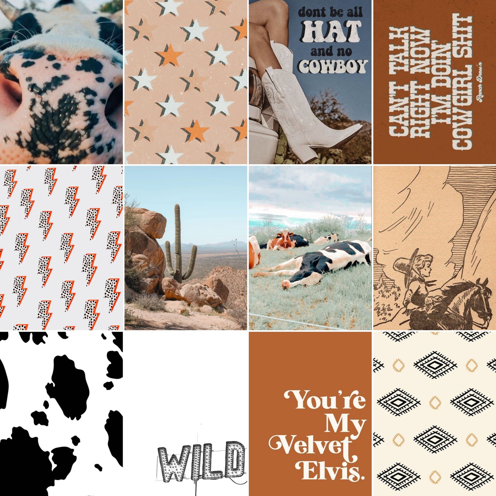 Western Wall Collage Western Wall Art Cowboy Prints Cowgirl - Etsy