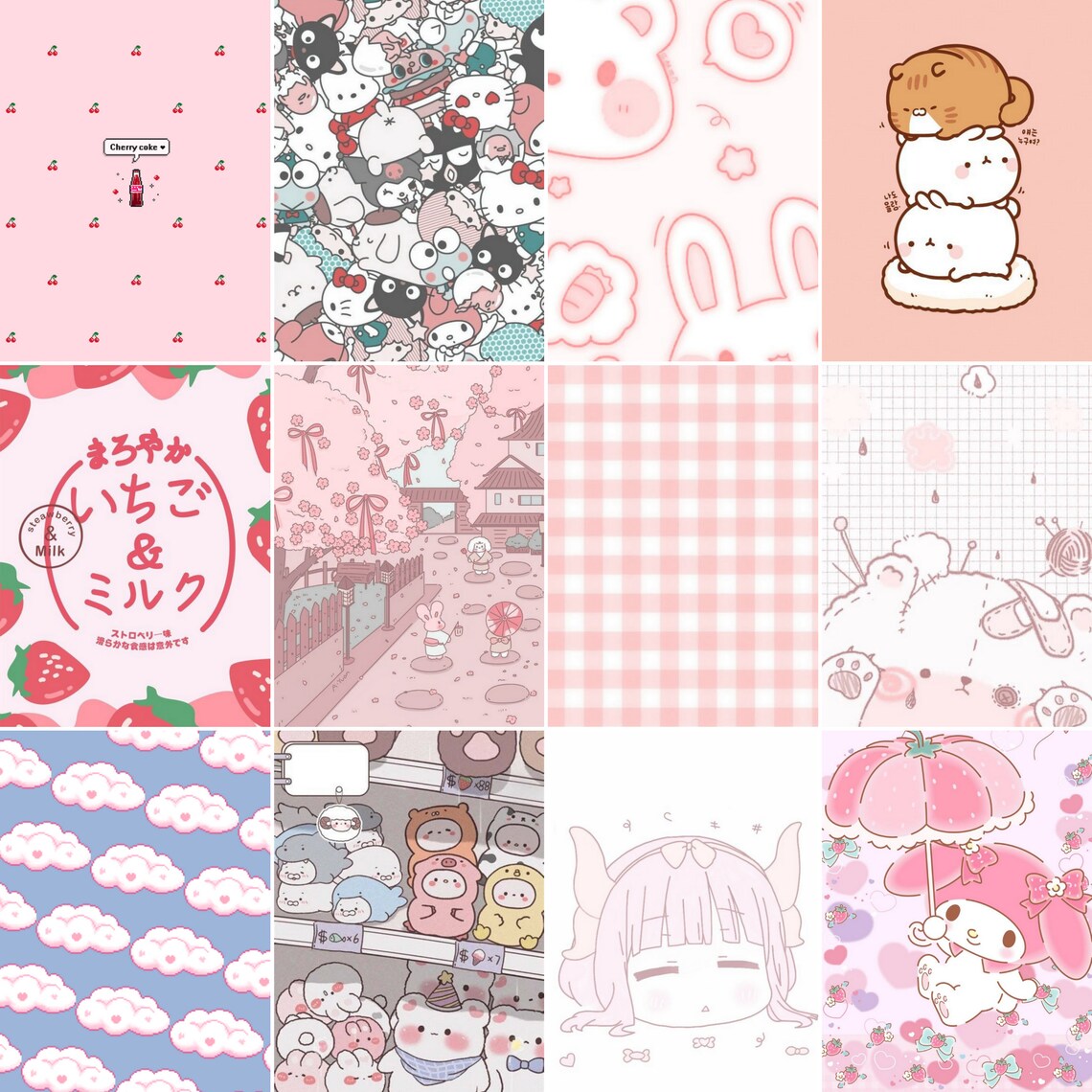 Kawaii Wall Collage Prints Cute Collage Kit Cute Bedroom - Etsy