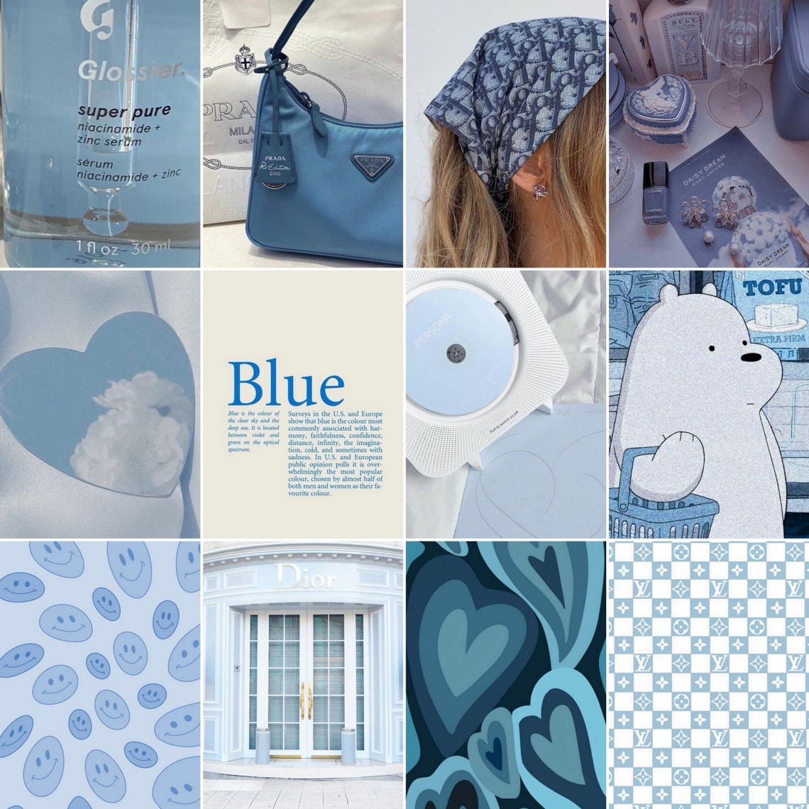 Baby Blue Wall Collage Blue Wall Collage Kit Teen Bedroom | Etsy