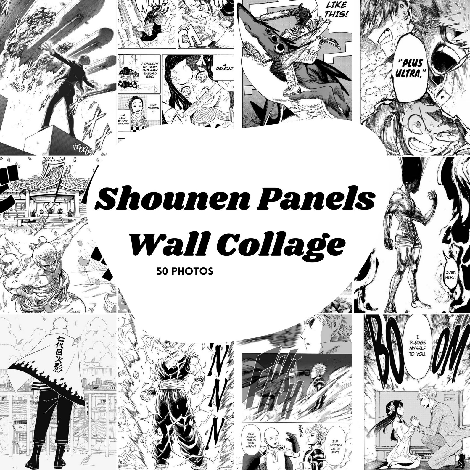 Shounen Manga Panel Wall Collage, Manga Wall Collage Kit, Anime Room ...