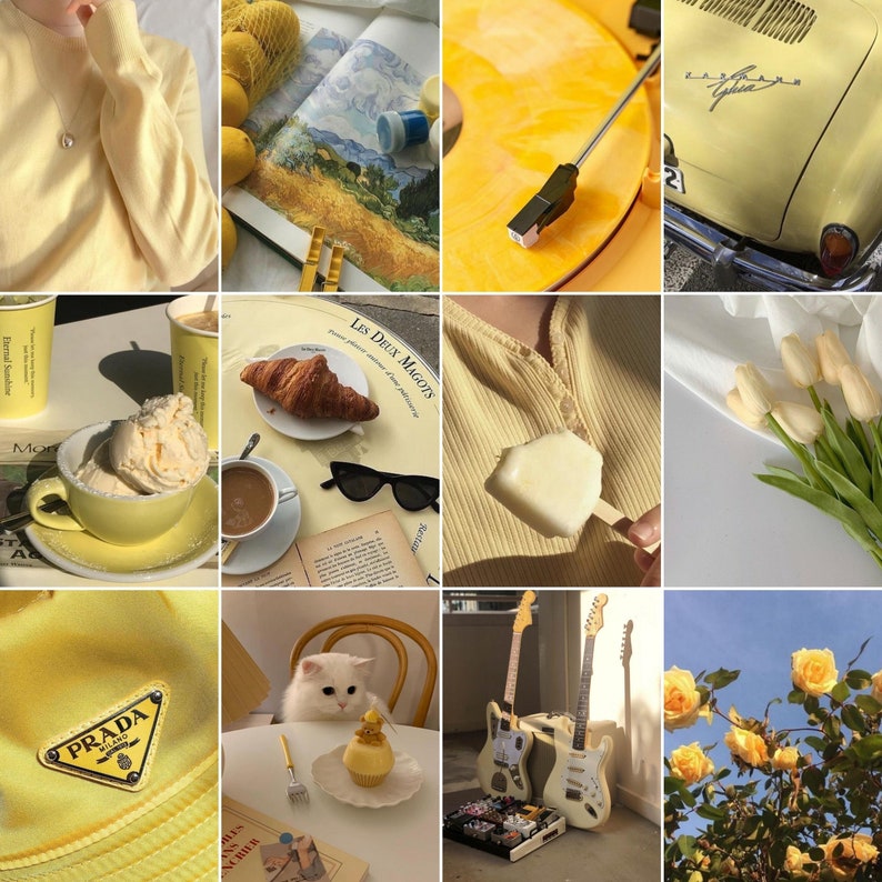 Yellow Wall Collage Prints Wall Collage Kit Teen Bedroom - Etsy