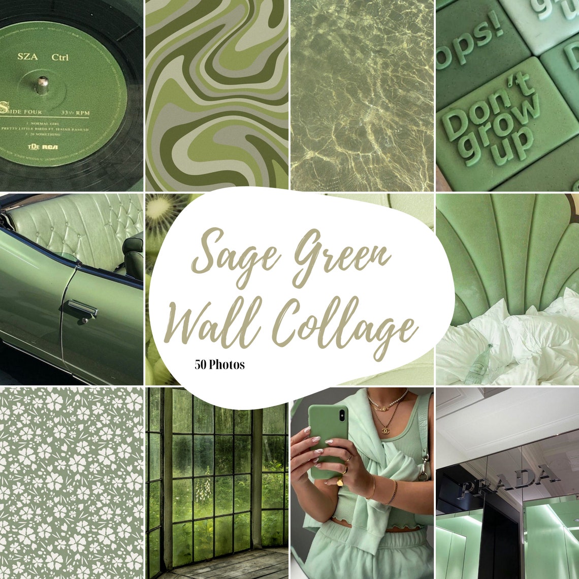Sage Green Wall Collage Prints Trendy Wall Collage Kit Teen | Etsy