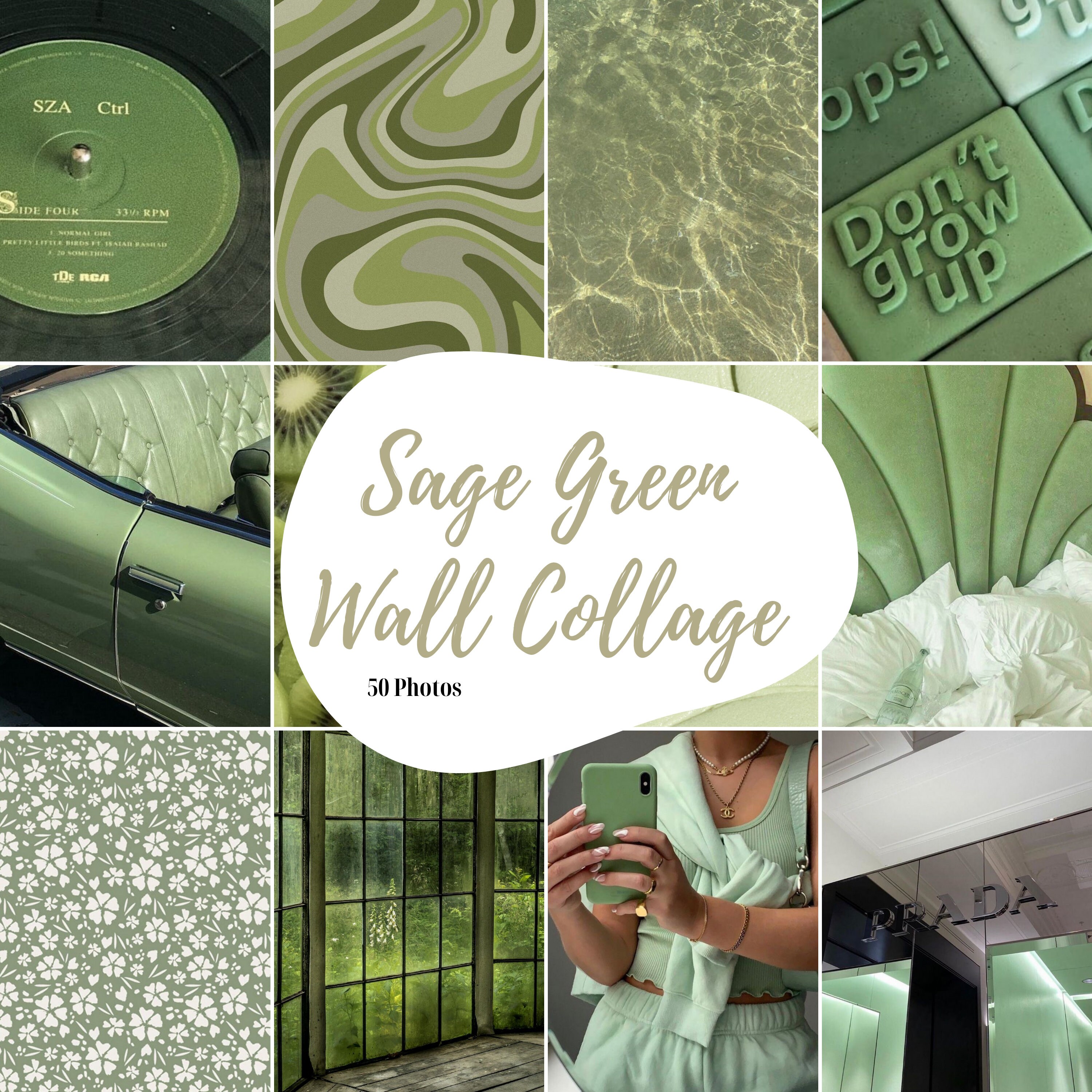Sage Green Wall Collage Prints Trendy Wall Collage Kit Teen | Etsy