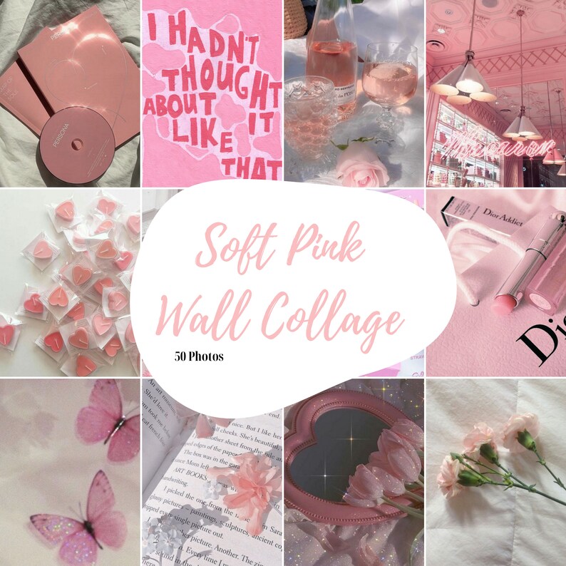 Soft Pink Wall Collage Prints Pink Wall Collage Kit Teen - Etsy