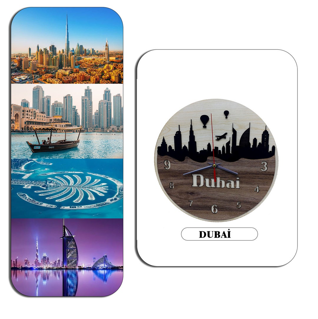 Dubai Skyline Clock Dubai Wood Time Zone Clock Moving Sale. Wooden ...