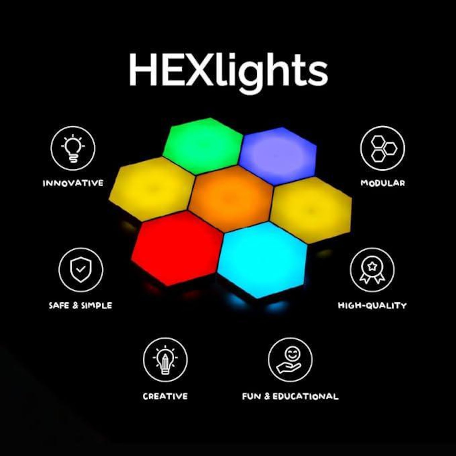 Hexlights Kids Touch & Remote Controlled Lights—enjoyed by Kids With ...