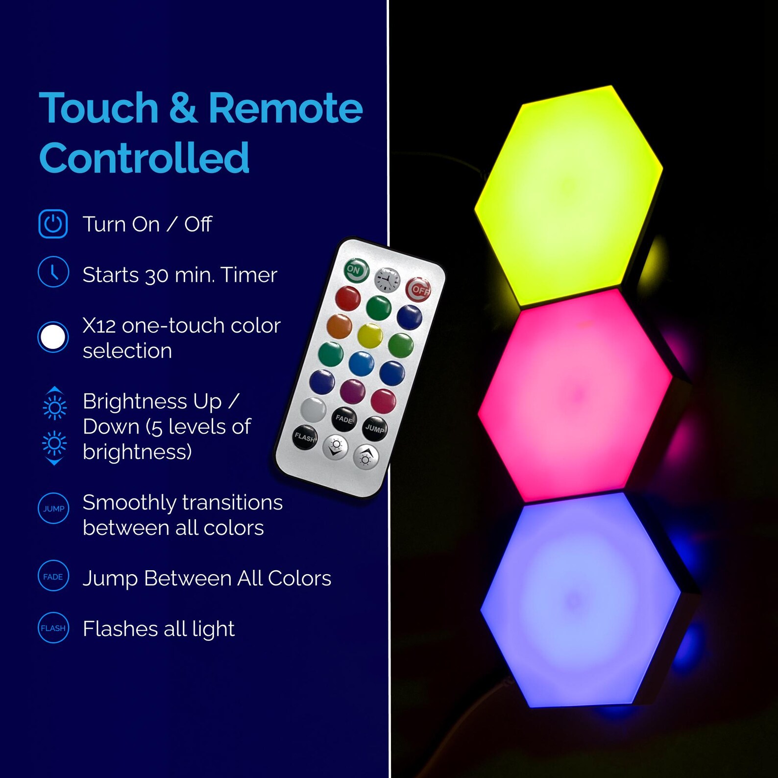 Hexlights Kids 3-pack Touch & Remote Controlled Lights—enjoyed by Kids ...