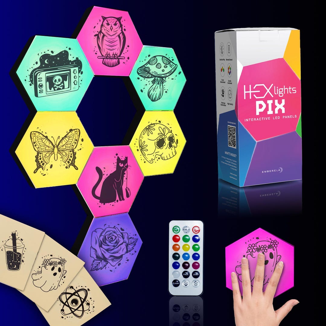 Hexlights Pix Girls Touch Hexagon Lights. Remote Controlled Light Tiles ...