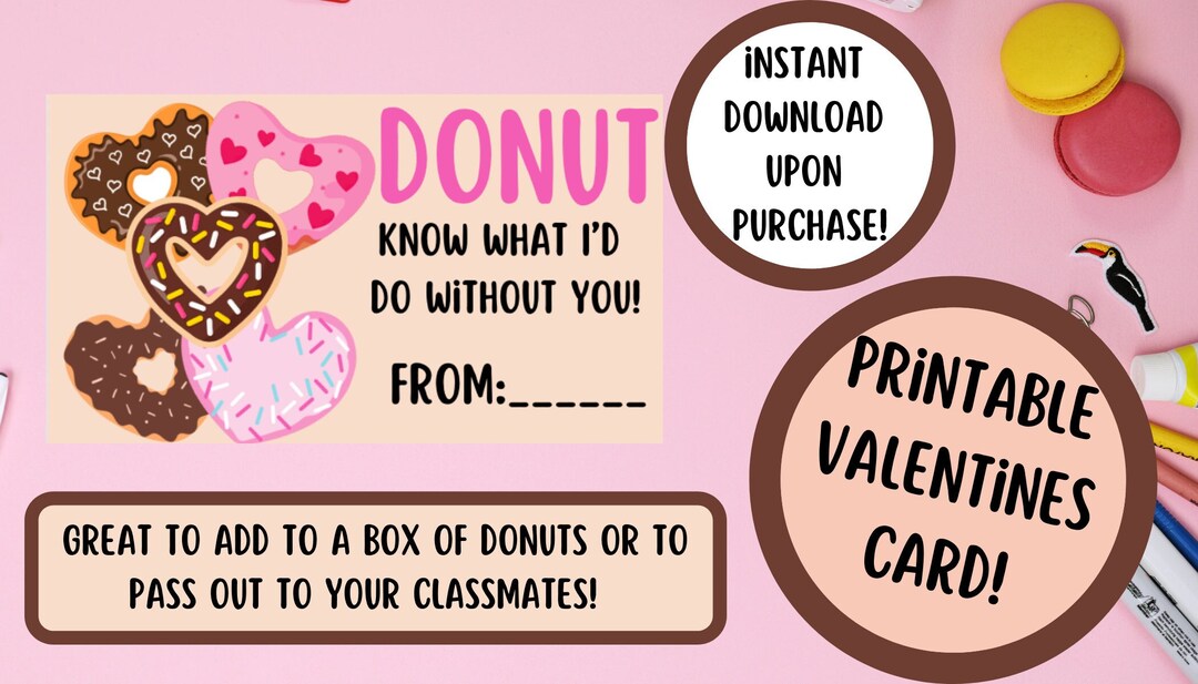Printable Donut What Id Do Without You Valentines Day Card - Etsy