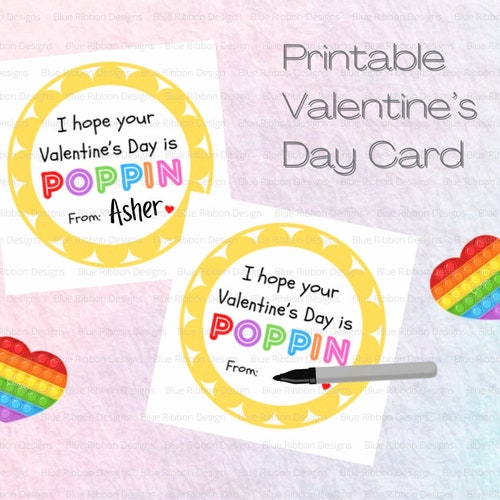 Printable Pop It Valentines Day Kids Cards Valentine's - Etsy