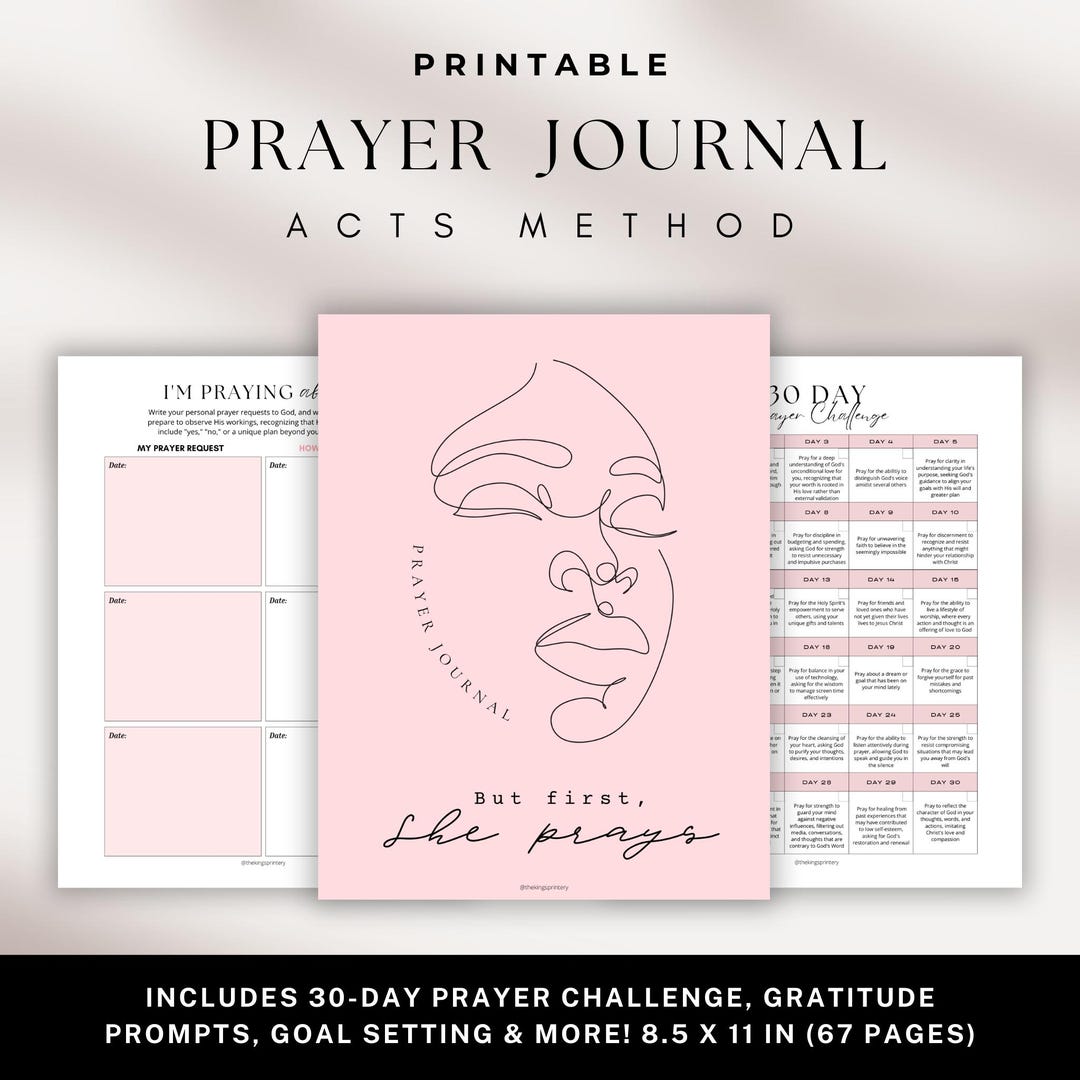 Printable Prayer Journal Daily Faith Planner Christian Gratitude ...