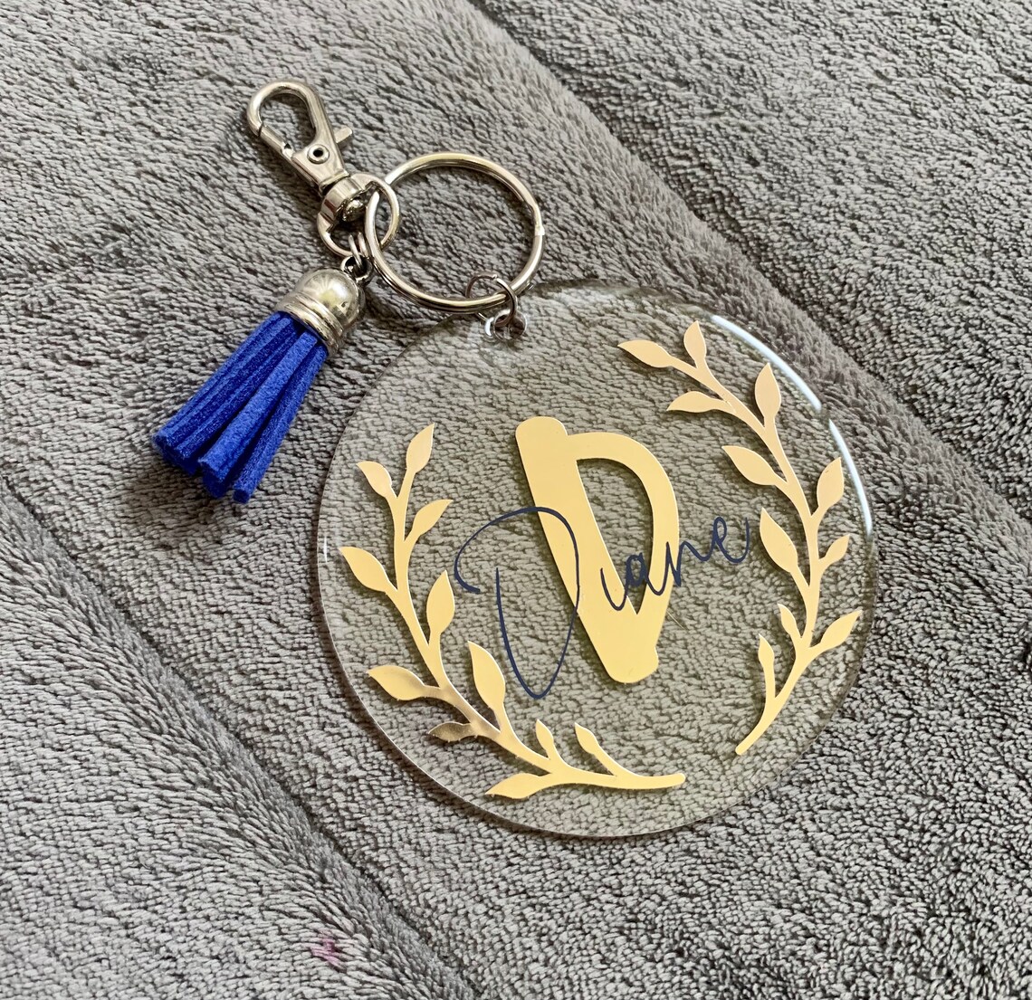 Personalized, Acrylic and Vinyl Keychain. Sealed and Finished With ...