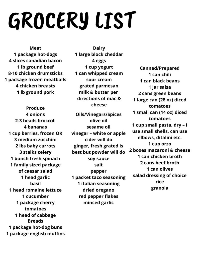 Printable Meal Plan Weekly Dinner Menu Grocery List With - Etsy