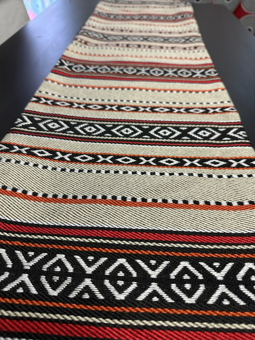 Bedouin Sadu Fabric Table Runner, Jordanian, Tan, Black Tassels - Etsy