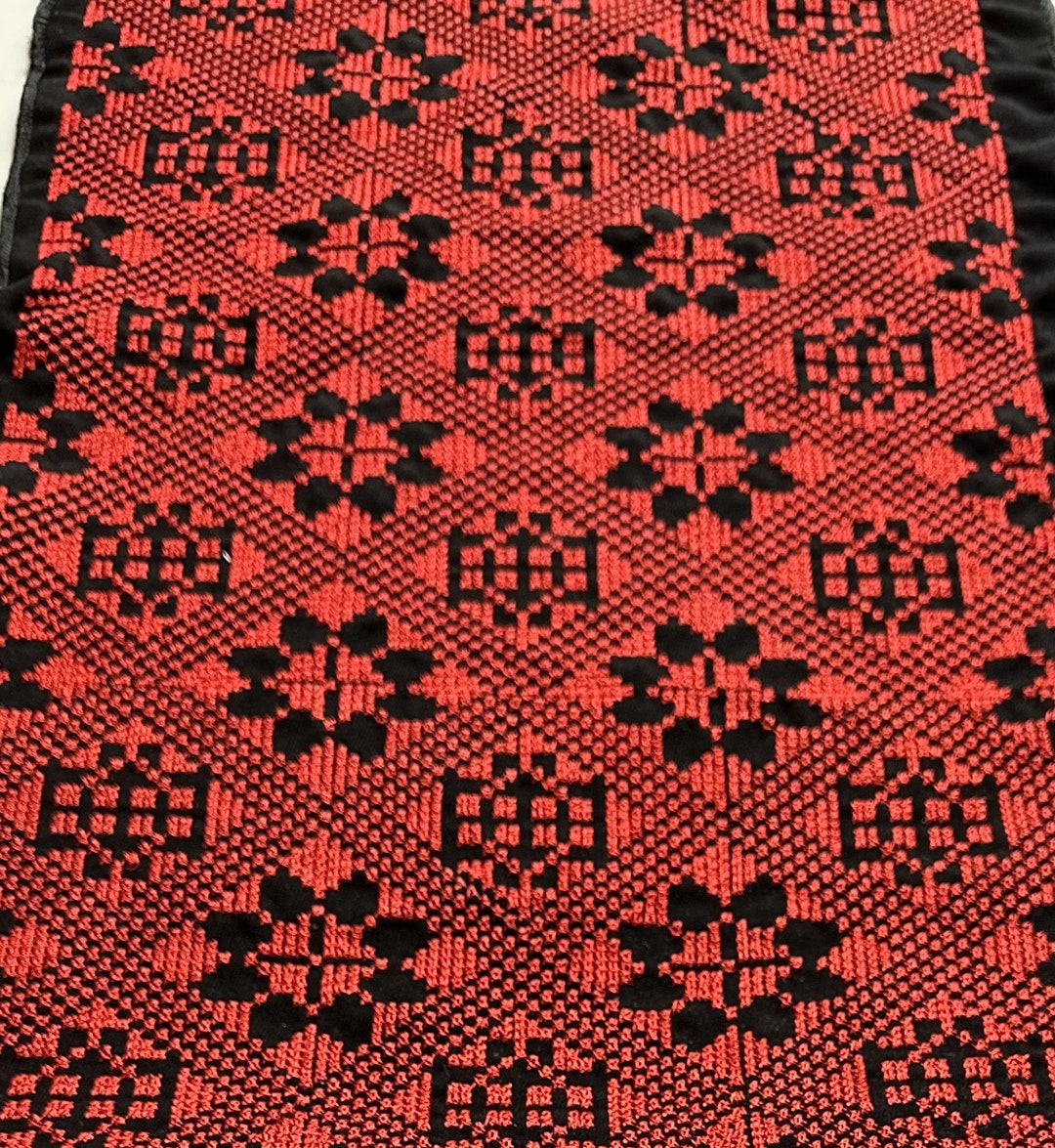 Authentic Jordanian/palestinian Tatreez Embroidery, Red/black, Floral ...